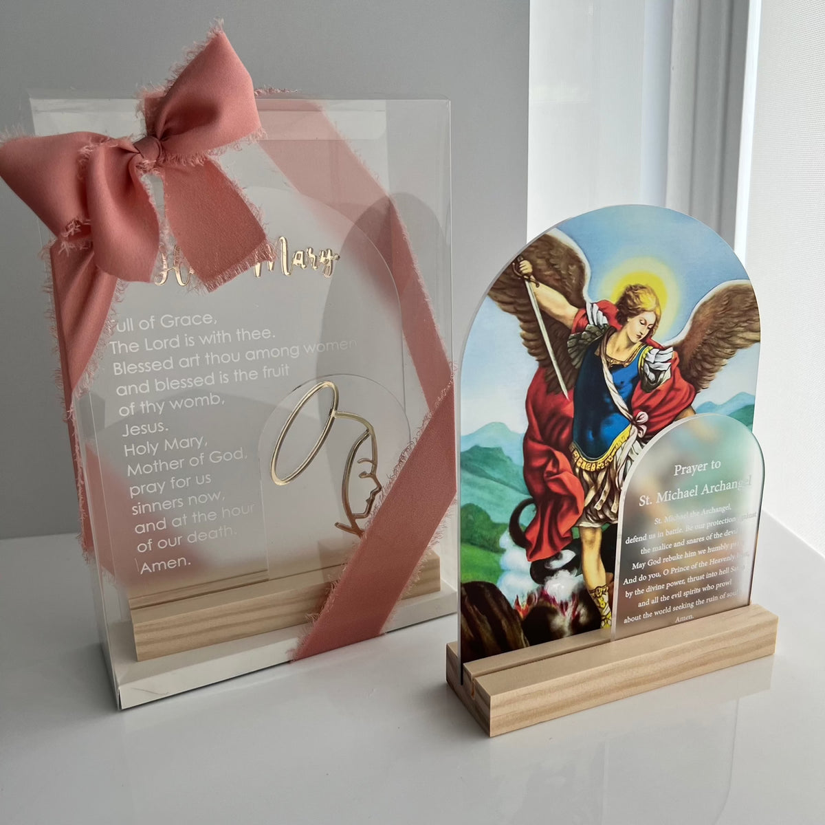 Saint Prayer Plaque with Wooden Base – KC Sydney